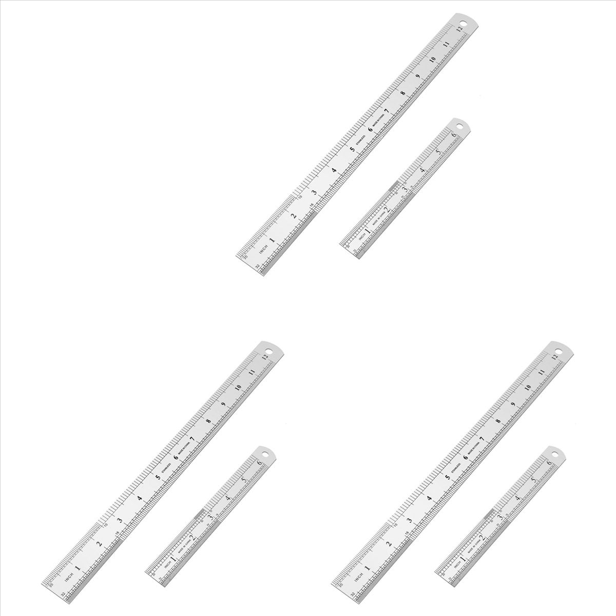 3X Stainless Steel Ruler 12 Inch + 6 Metal Rulers - Walmart.com