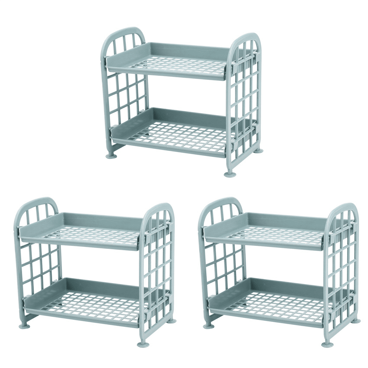 3X Storage Shelves,Plastic Small Storage Shelves - 2 Tier Shelf ...