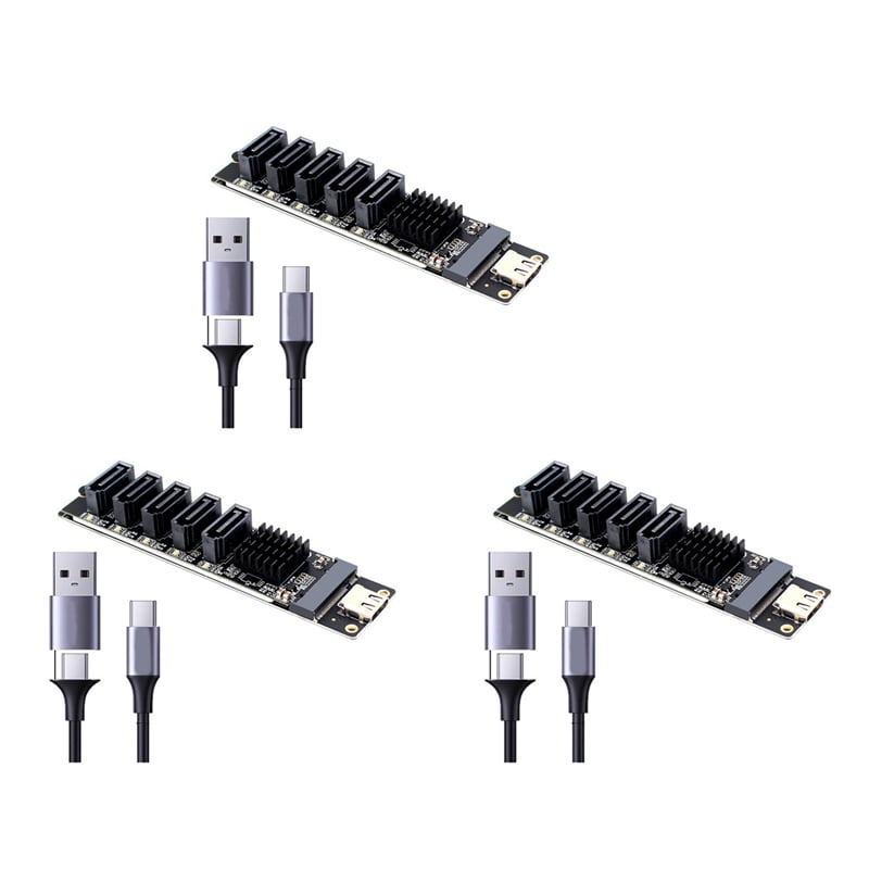 3X TYPE-C to SATA3.0 5 Ports Adapter Converter Card 6Gbps USB10G JM575 ...
