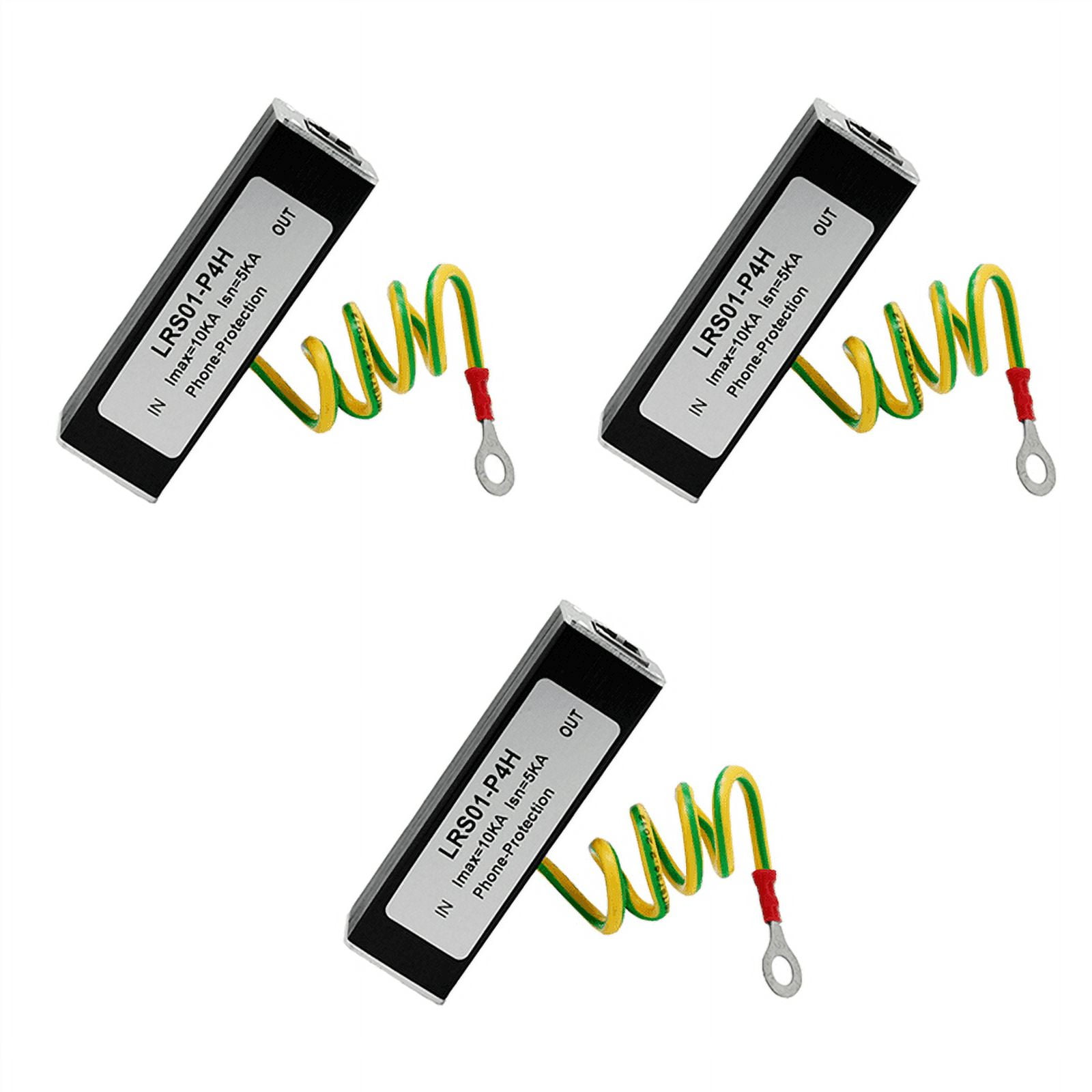 3X Telephone Fax Surge Protector Thunder Arrestor RJ11 Kl01-P4H Black ...