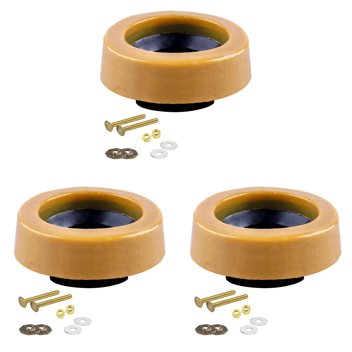 3X Toilet Wax Ring Kit for Floor Outlet Toilets New Install or Re-Seat ...