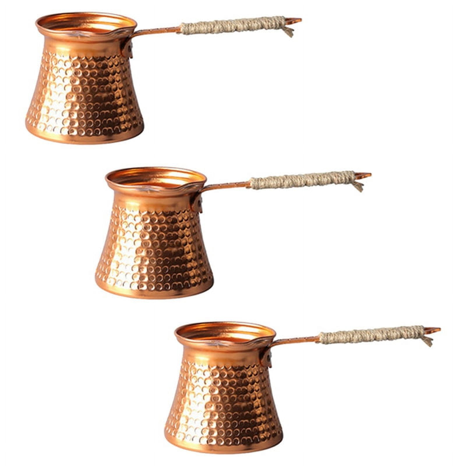 3X Turkish Coffee Pot Maker Moka 3 Person 200 ML Copper Handmade High ...