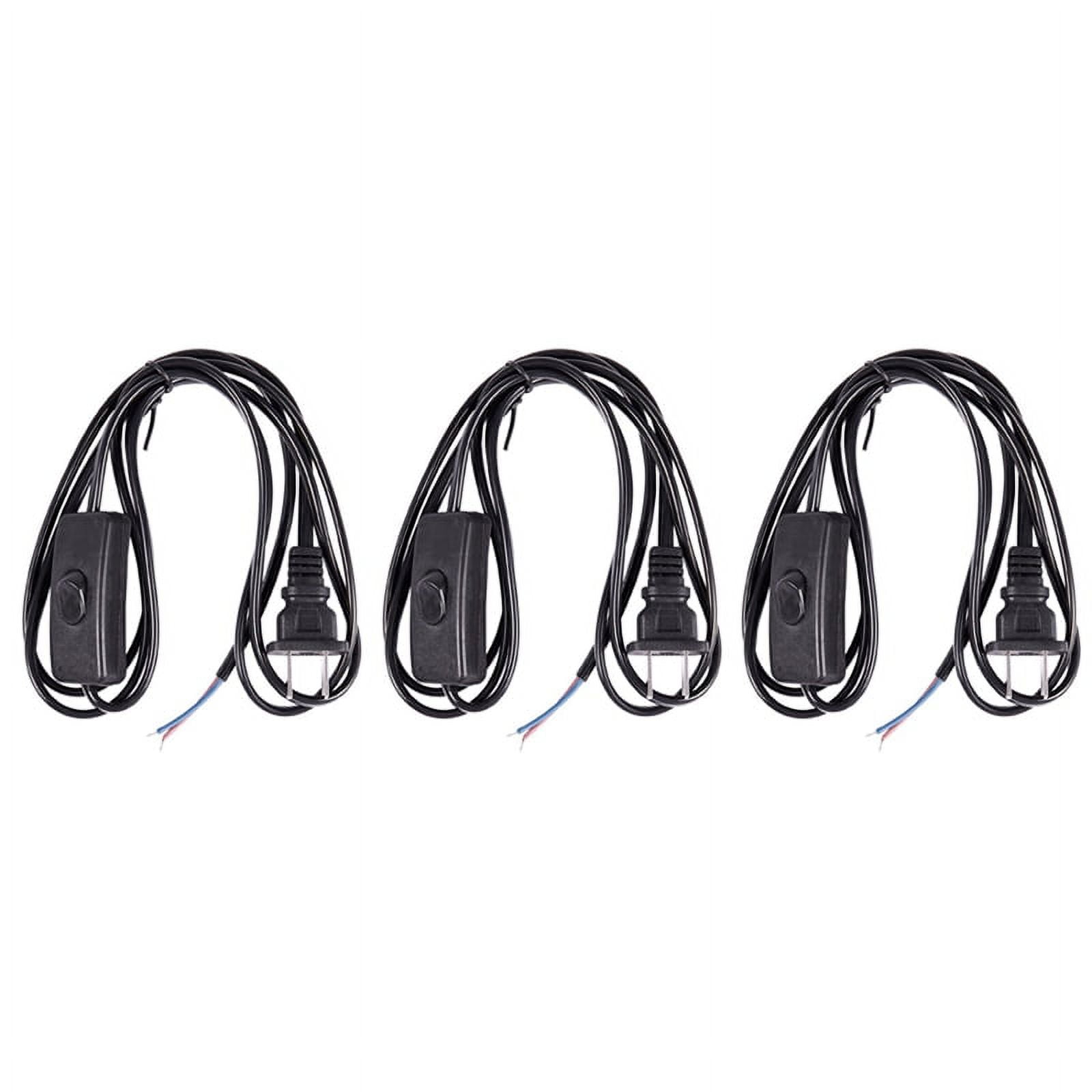 3X US Plug 1.8M Power Cord On/ Button Switch AC110V 3A AC250V 6A Black ...