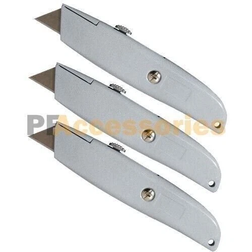 3X Utility Metal Cutter Knife Heavy Duty Box Cutter Retractable Razor ...