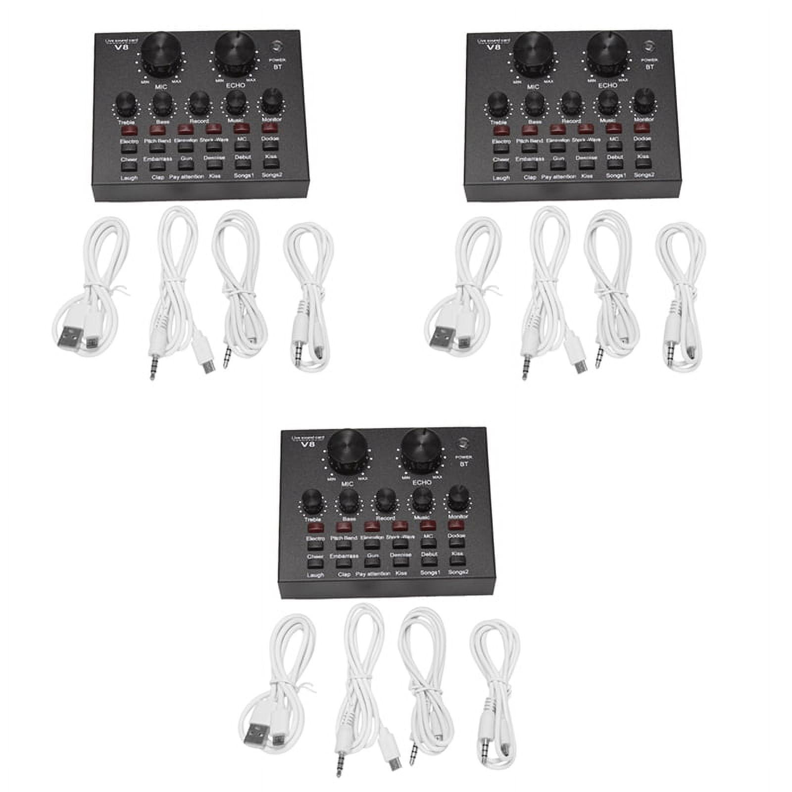 3X V8 Sound Card Audio Set Interface External USB Live Microphone Sound ...