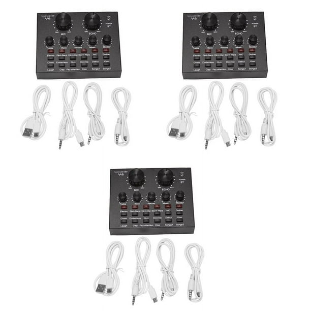 3X V8 Sound Card Audio Set Interface External USB Live Microphone Sound ...