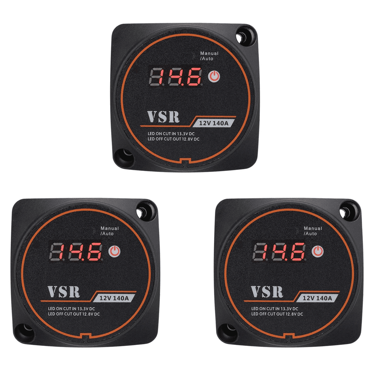 3X Voltage Sensitive Split Charge Relay Digital Display VSR 12V 140A ...