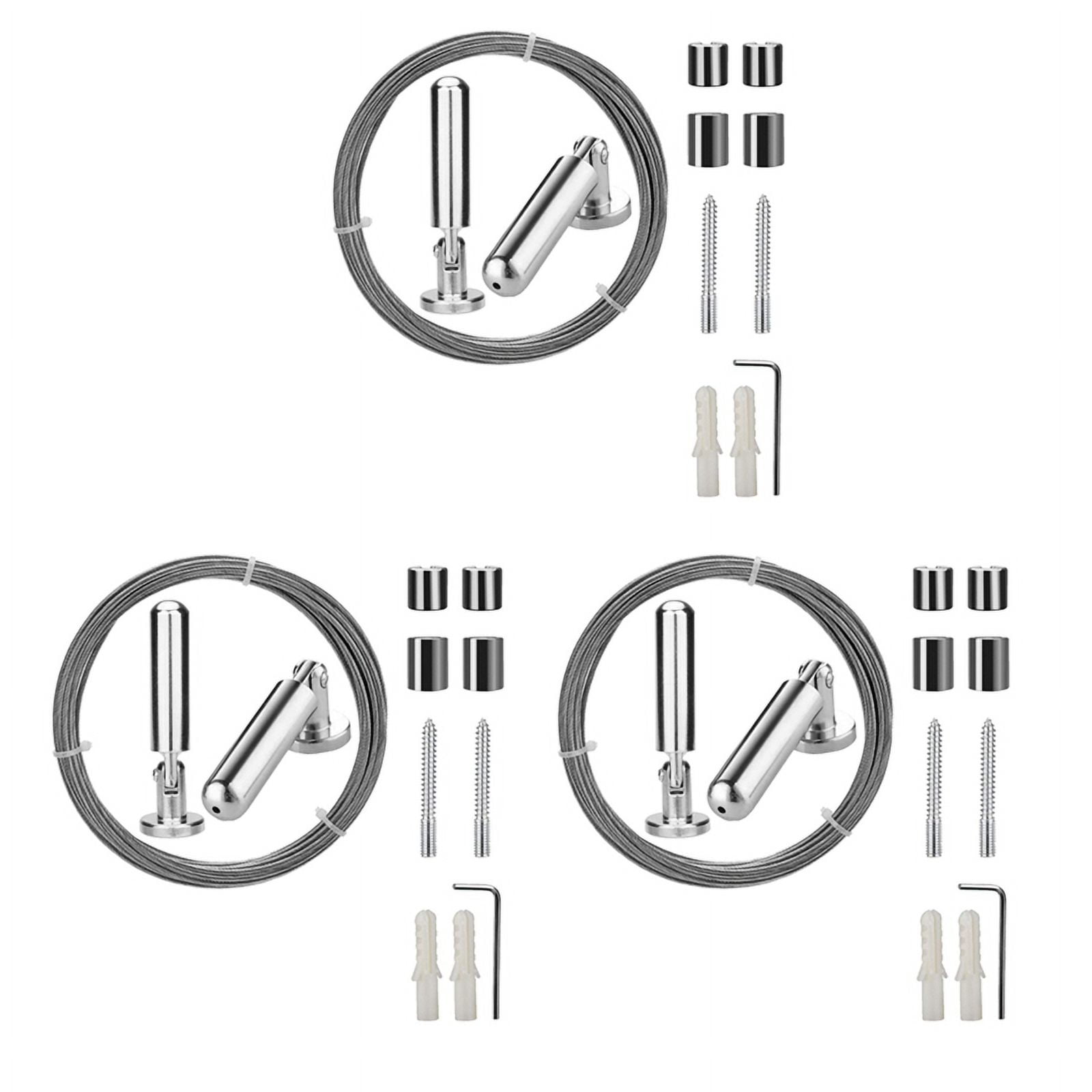 3X Wall Mount Curtain Wire Rod Set for Art Display - Photo Hanging ...