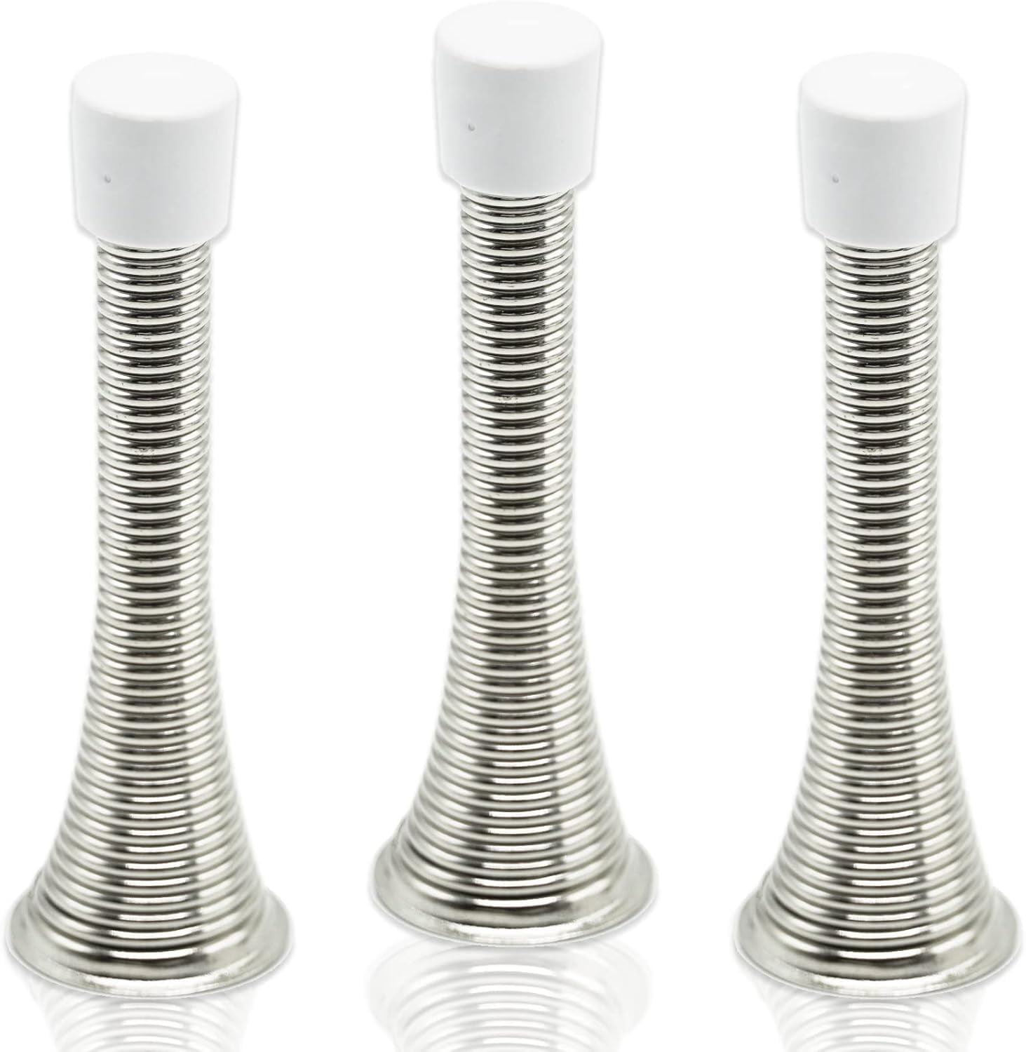 3X Wall Mounted Chrome Spring Door Stop Sprung Stopper Skirting Board ...