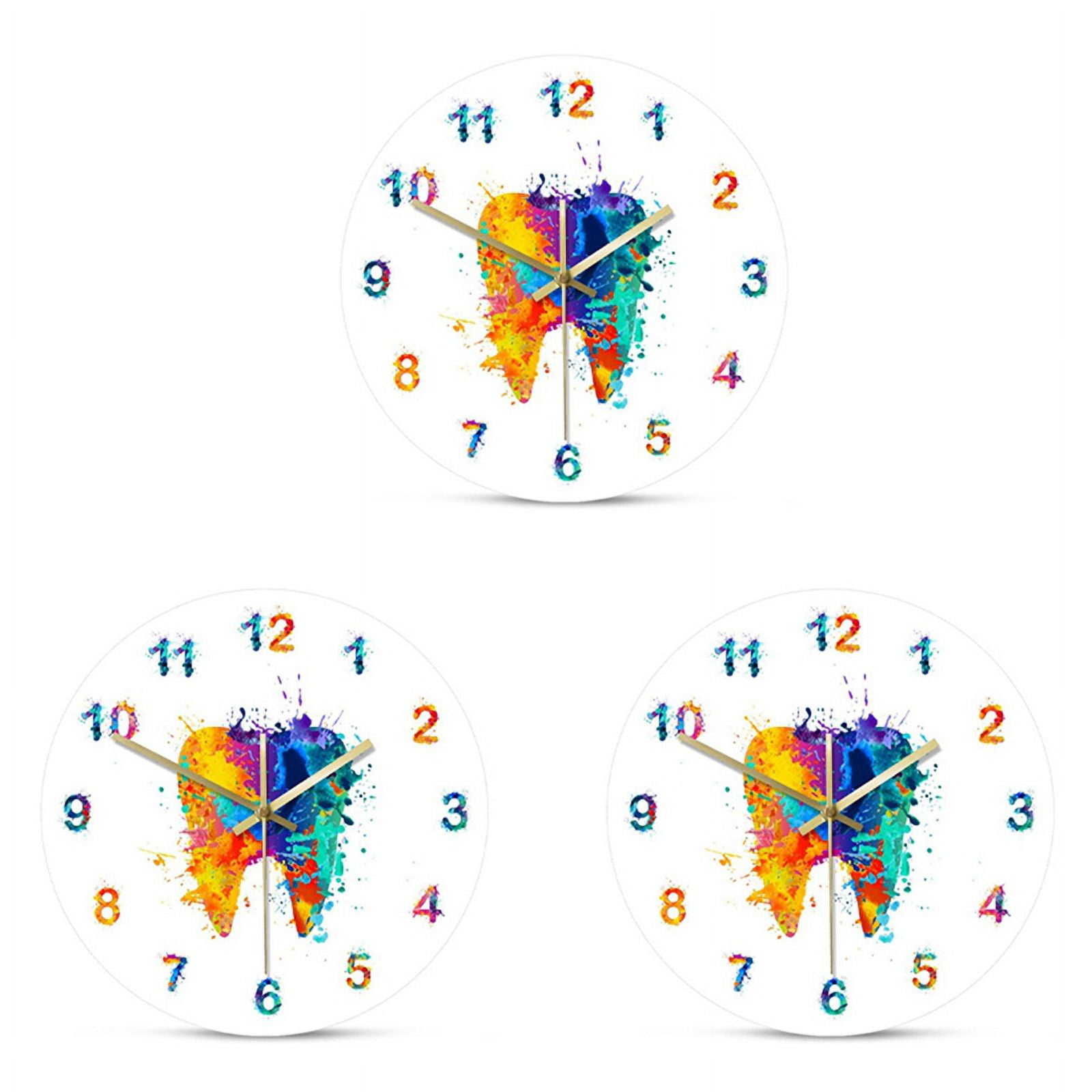 3X Watercolour Tooth Painting Print Wall Clock Dental Clinic Wall Art ...