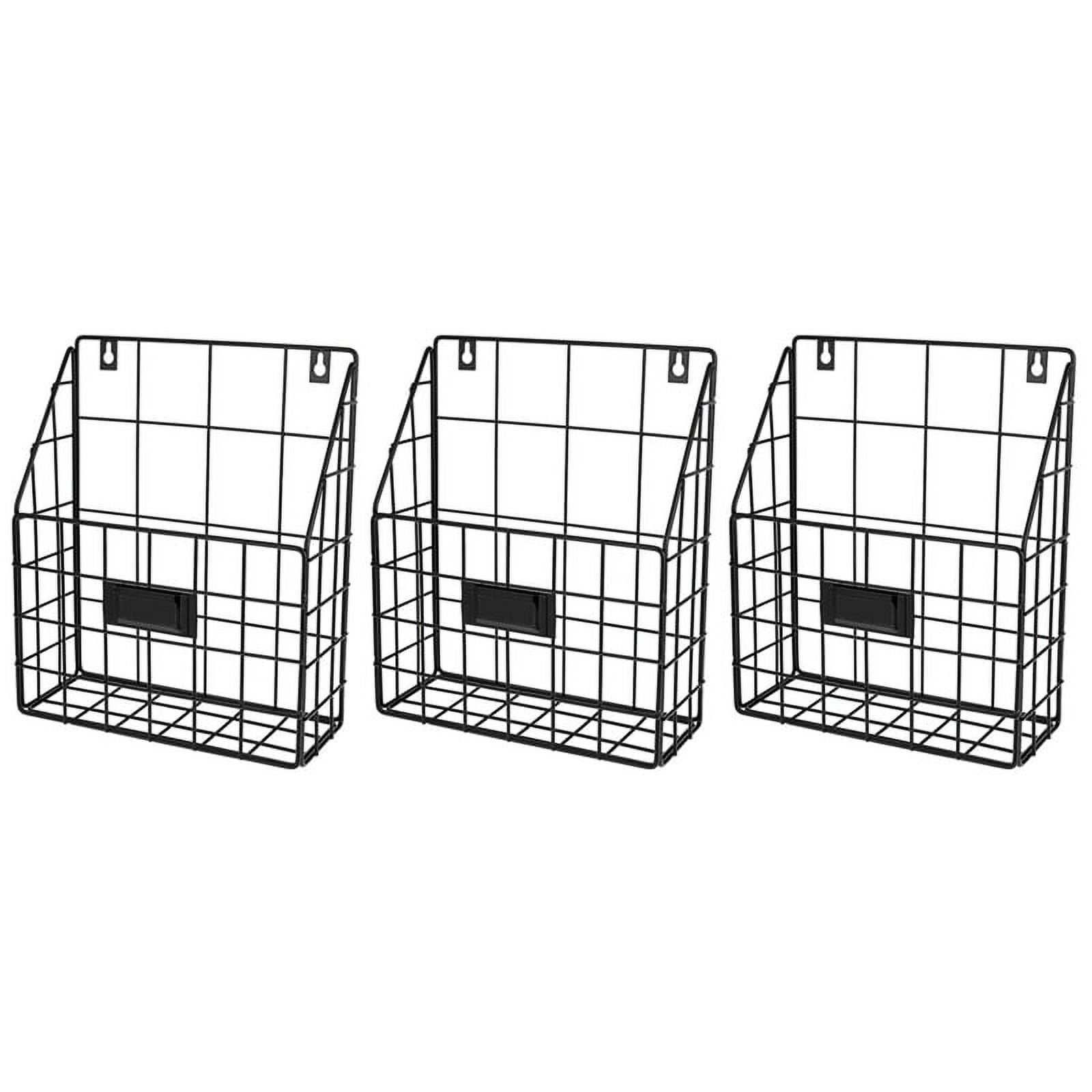 3X Wire Mail Basket - Wall Mounted Hanging Folder/Document Organizer ...