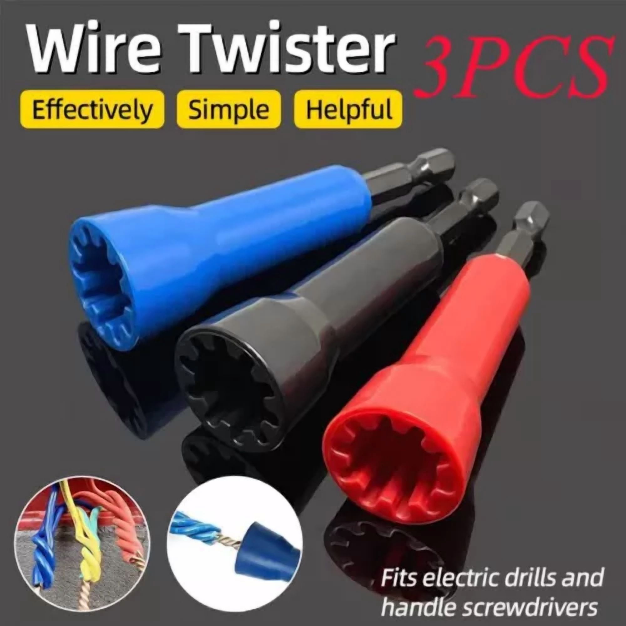3X Wire Stripping&Twisting Tool Electrical Drill Wire Stripper Cable ...