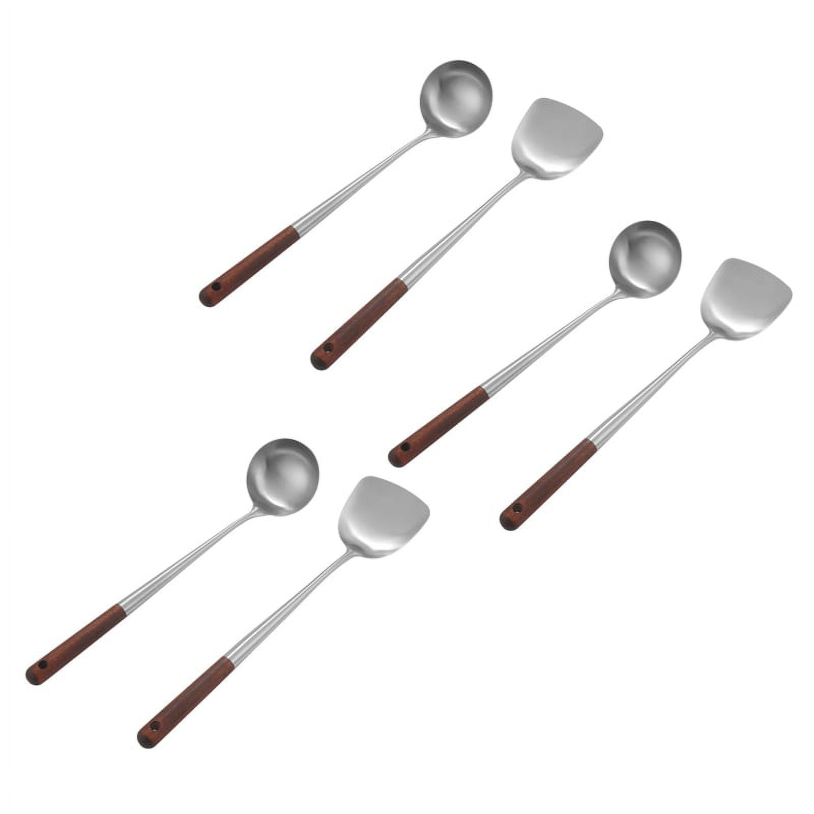 3X Wok Spatula and Ladle Tool Set, 17 Inches Spatula for Wok, Stainless ...