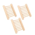 3X Wood-Color Trapezoid Natural Wood Soap Plate Box Bath Soap Tray ...