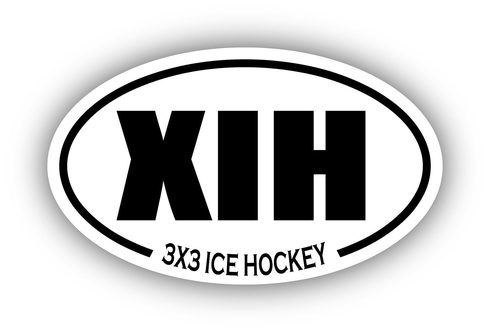 3X3 Ice Hockey XIH Oval Bumper Sticker 3M Vinyl Decal 3 in x 5 in ...