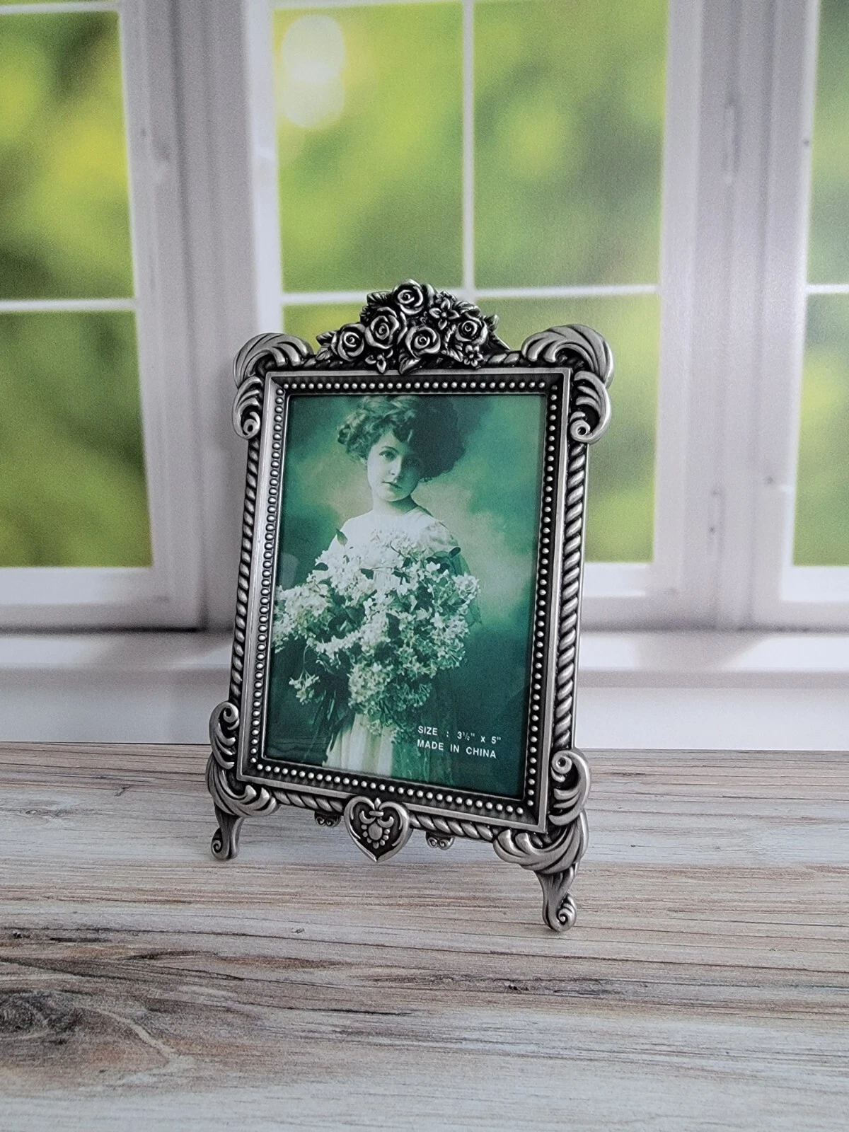 3X3 Picture Frame Antique Brass Finish Roses & Hearts - Walmart.com