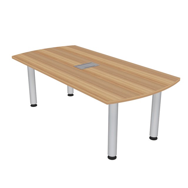 3X5 Arc Rectangle Conference Table With Silver Post Leg Power And Data ...