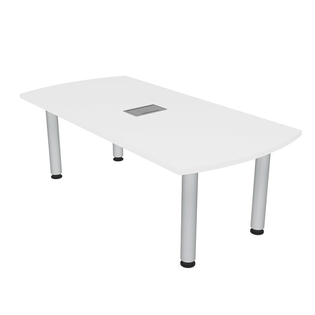 3X5 Arc Rectangle Conference Table With Silver Post Leg Power And Data ...