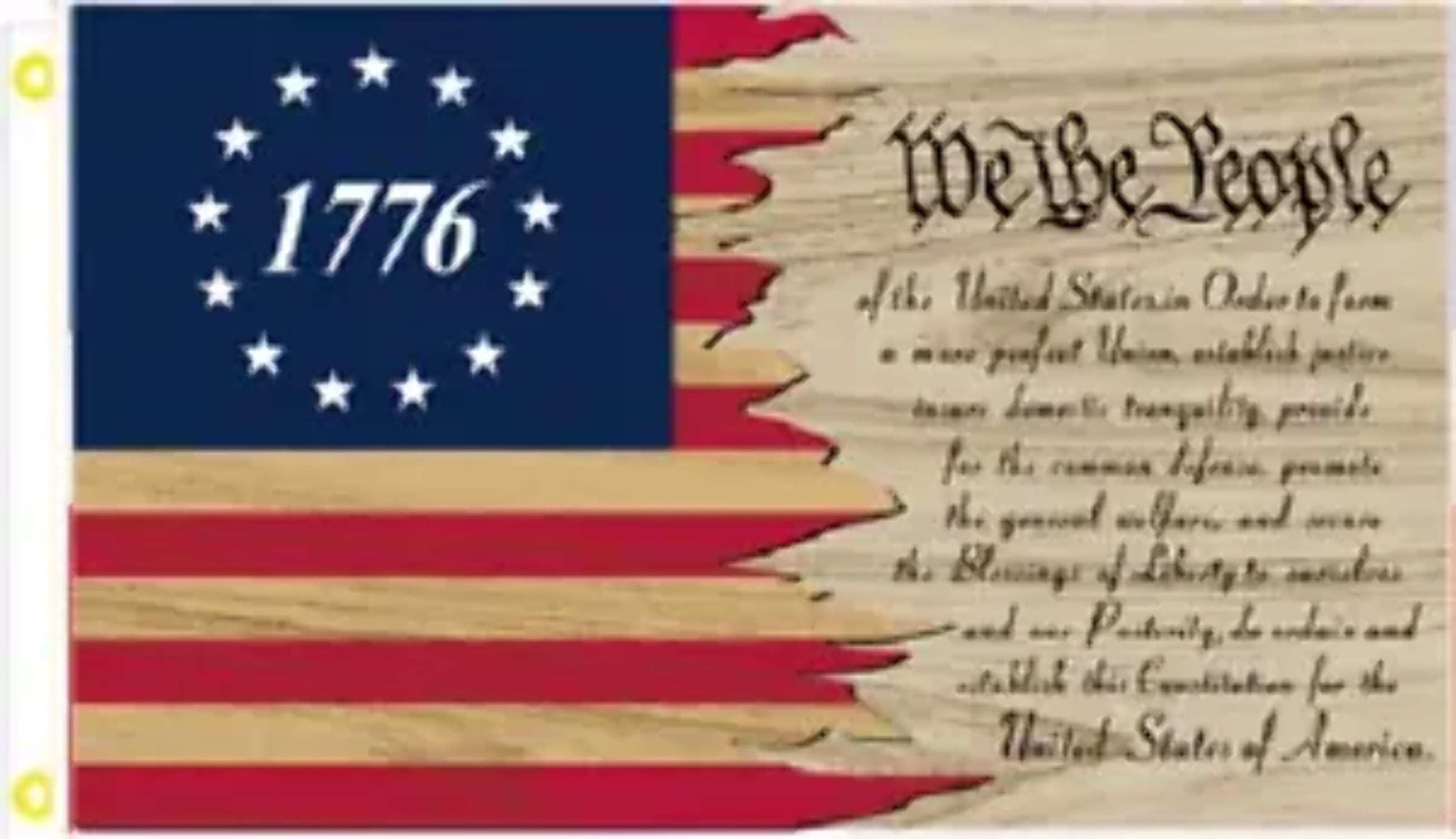 3X5 BETSY ROSS 1776 WE THE PEOPLE VINTAGE TEA STAINED 100D FLAG BANNER ...