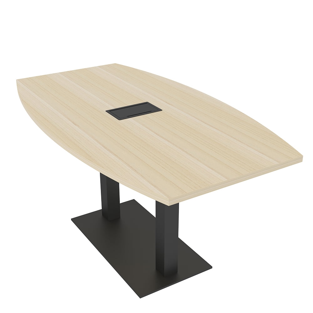 3X5 Boat Shaped Conference Table With Metal Base And Electrical Module ...