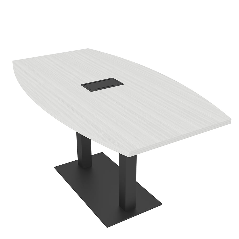 3X5 Boat Shaped Conference Table With Metal Base And Electrical Module ...