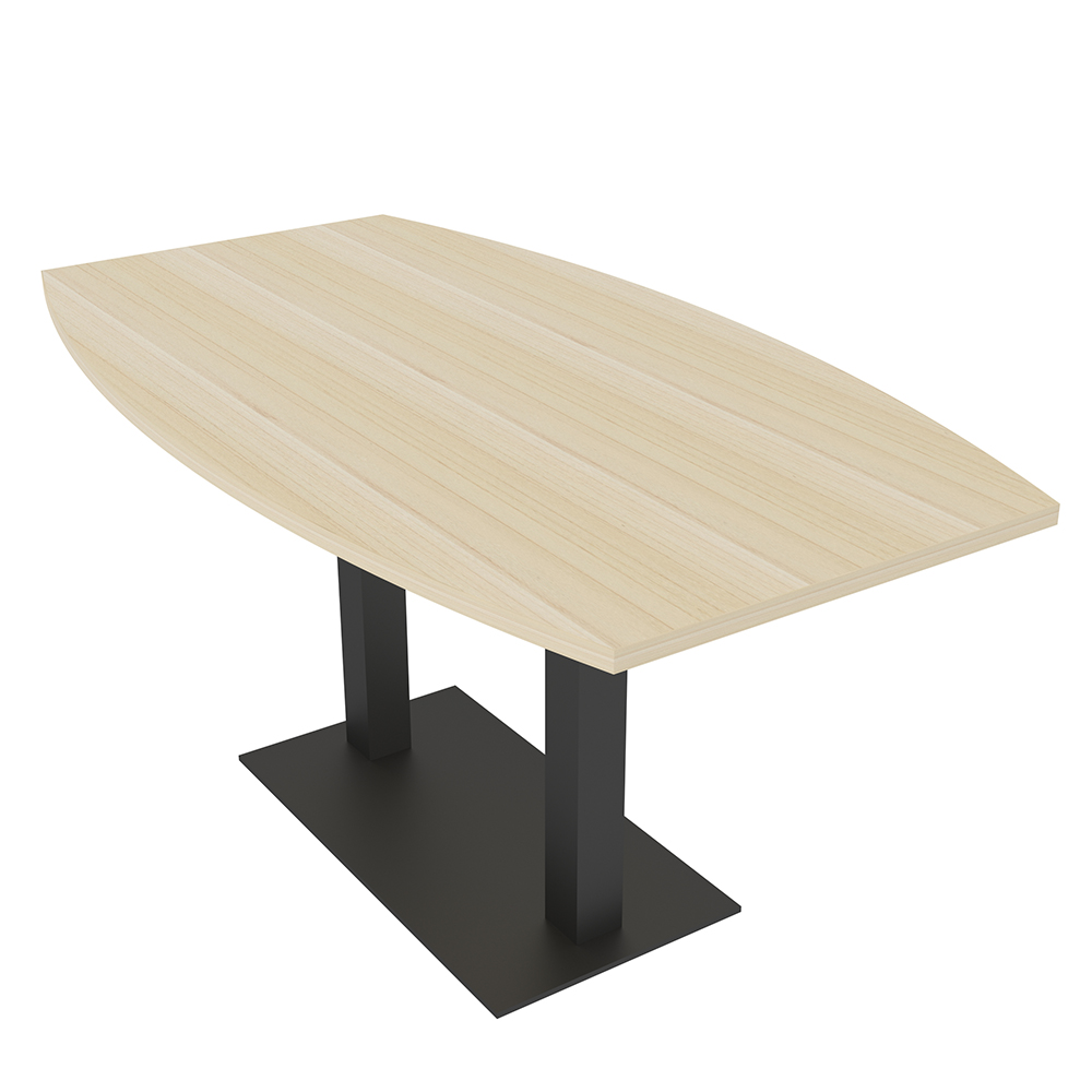 3X5 Boat Shaped Conference Table With Metal Base And Electrical Module ...