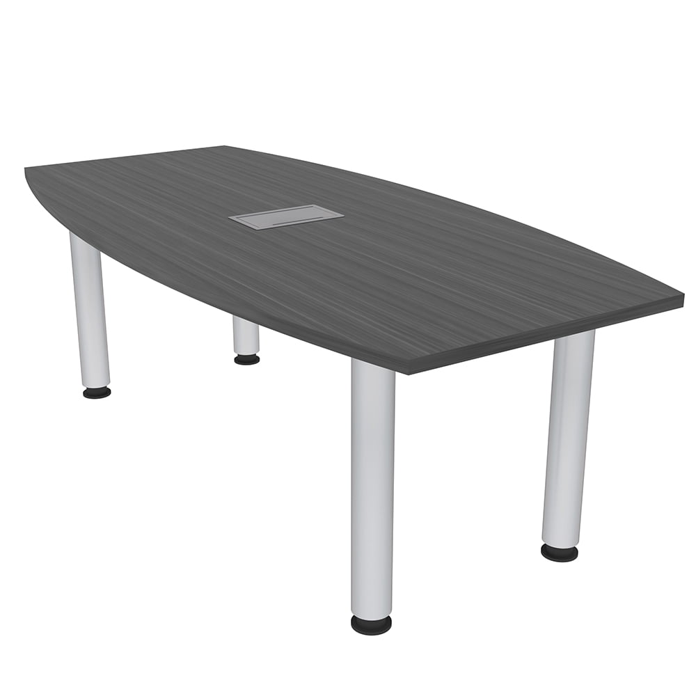 3X5 Boat Shaped Conference Table With Silver Post Leg Power And Data ...