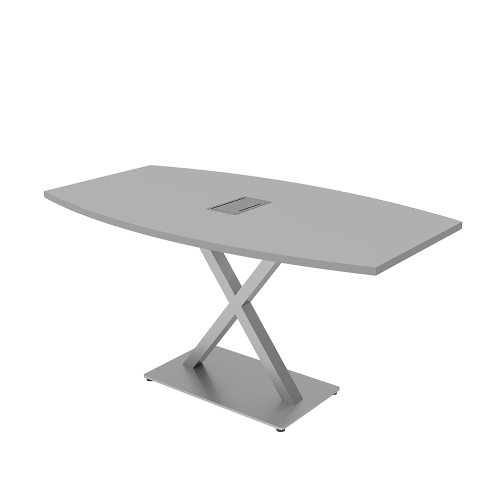3X5 Boat Shaped Conference Table With X Base And Electrical Module ...