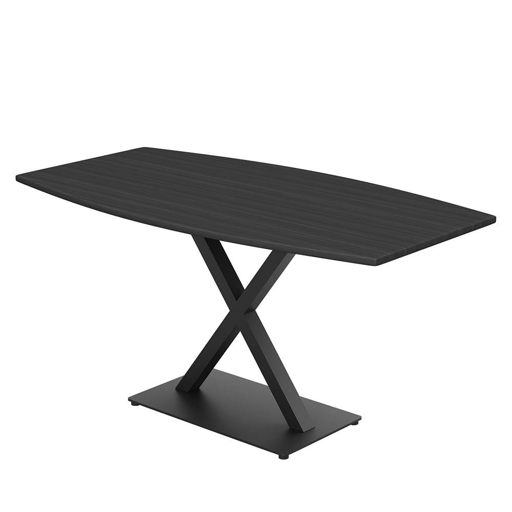 3X5 Boat Shaped Conference Table With X Base And Electrical Module ...
