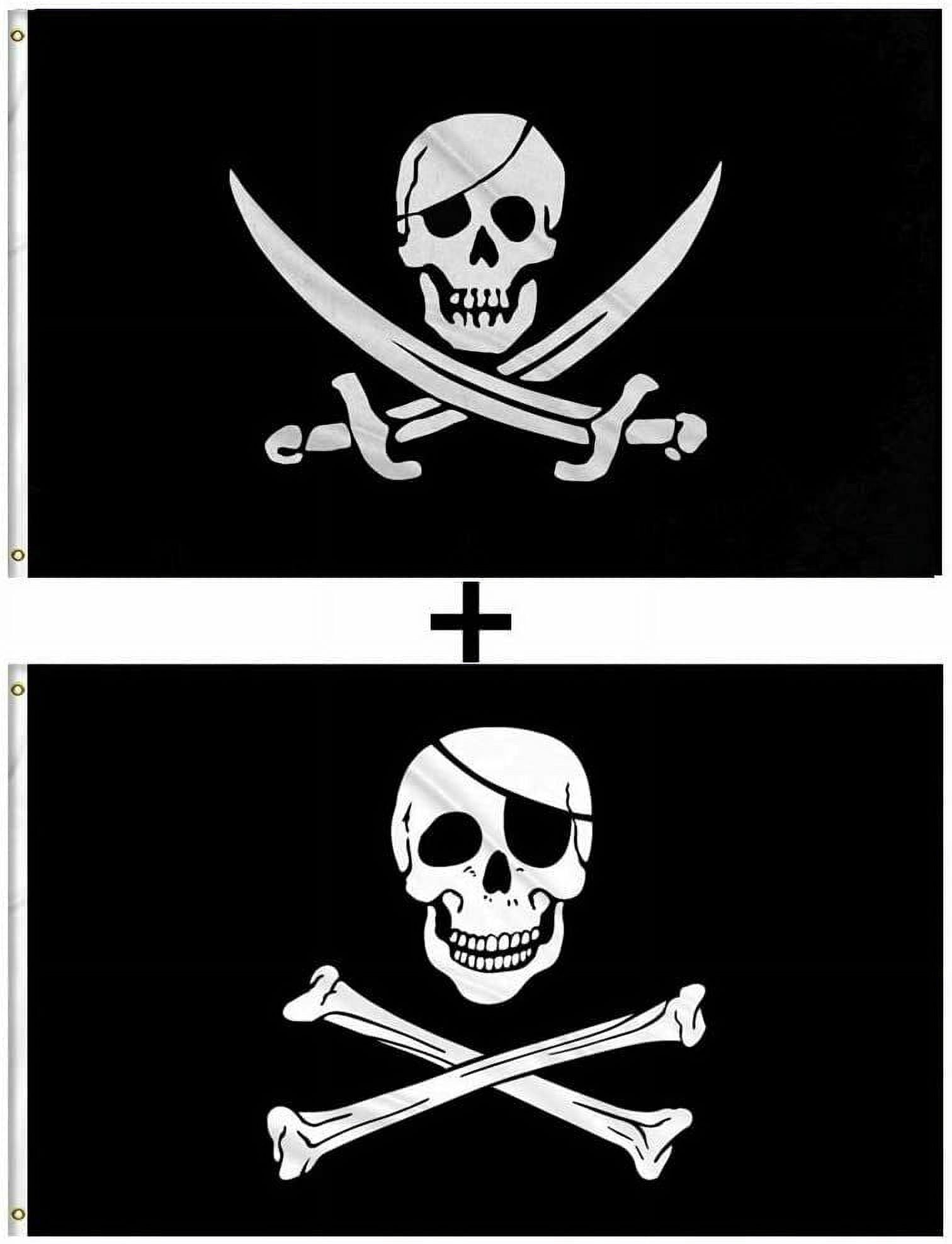 3X5 CALICO JACK PIRATE AND PIRATE PATCH PIRATE FLAG FLAGS COMBO SET (2 ...