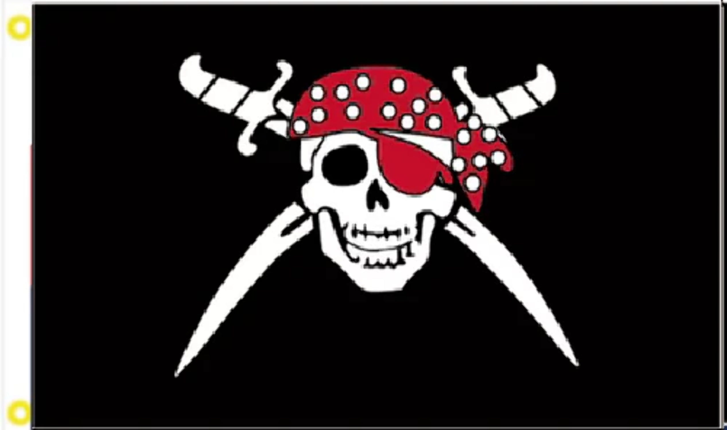 3X5 CALICO PIRATE CROSSED SWORDS RED PATCH BLACK FLAG BANNER 100D ...
