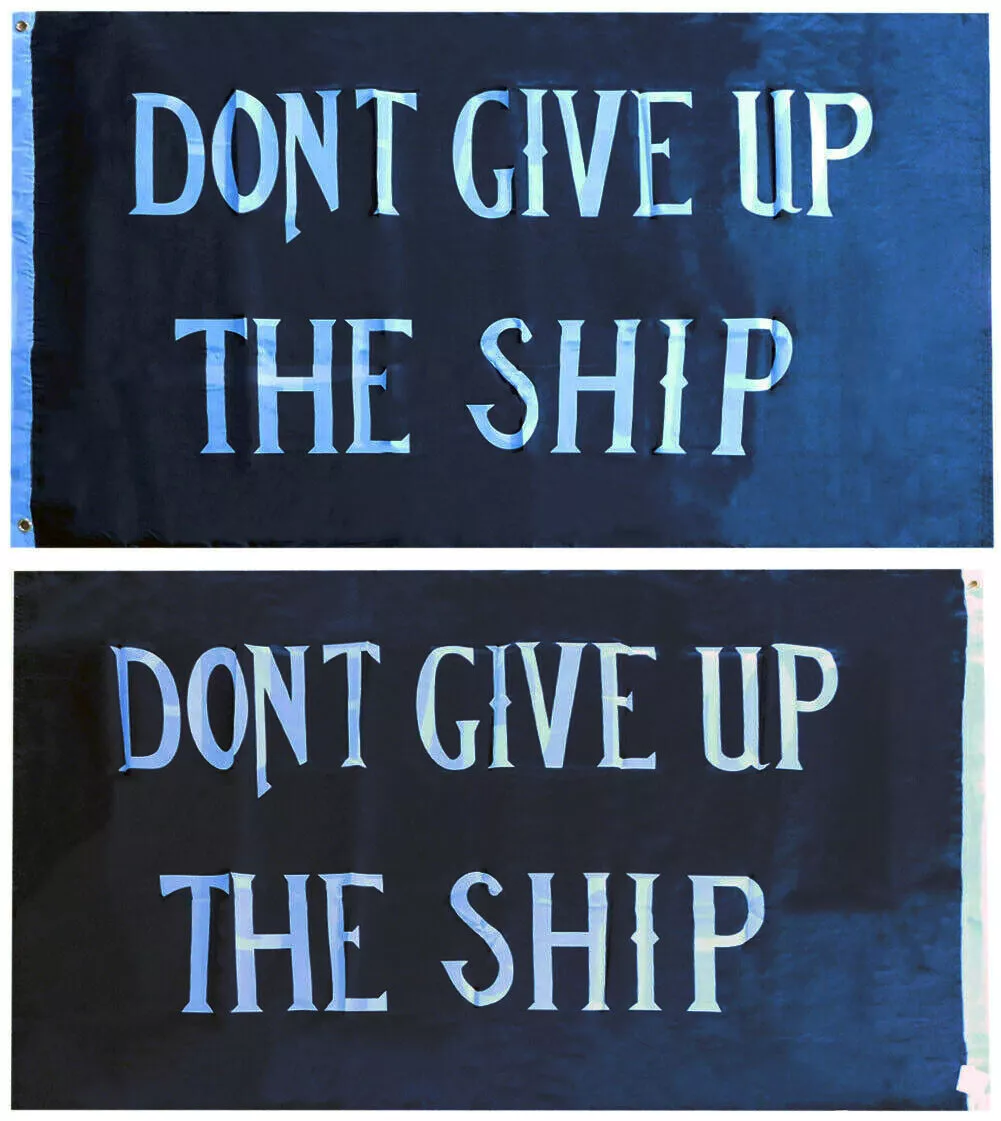 3X5 Commodore Perry Don't Give Up The Ship DOUBLE Sided Black Rough Tex ...