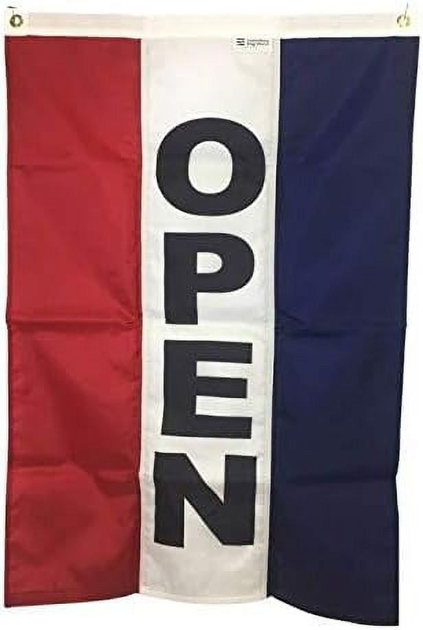 3X5' Double Sided Vertical Display OPEN Flag, All Weather Nylon For ...