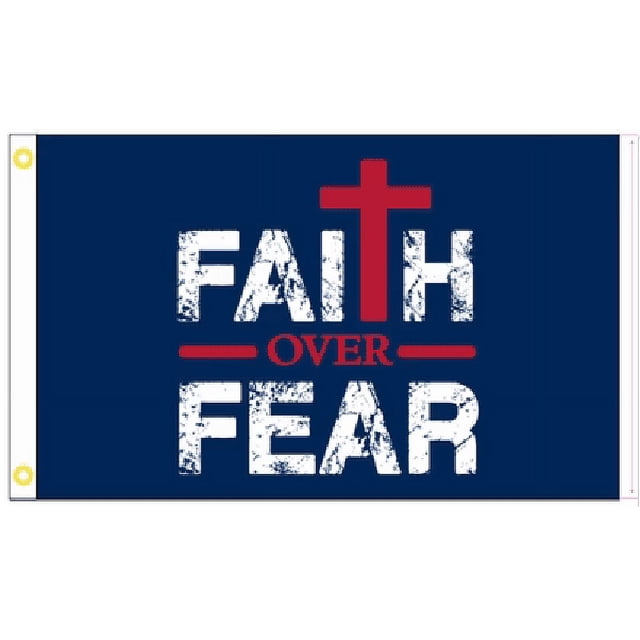 3X5 FAITH OVER FEAR JESUS CHRIST CHRISTIAN BLUE FLAG BANNER GROMMETS ...