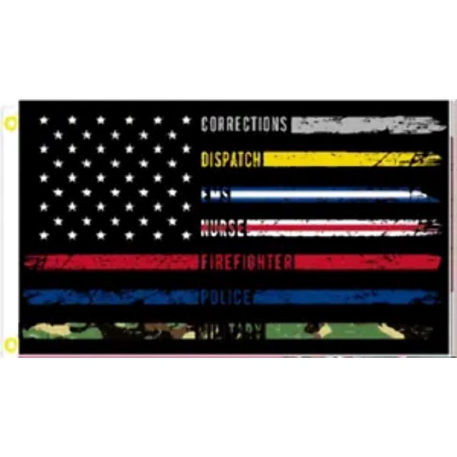 3X5 FIRST RESPONDERS THIN LINE USA TACTICAL BLACK FLAG BANNER 100D ...