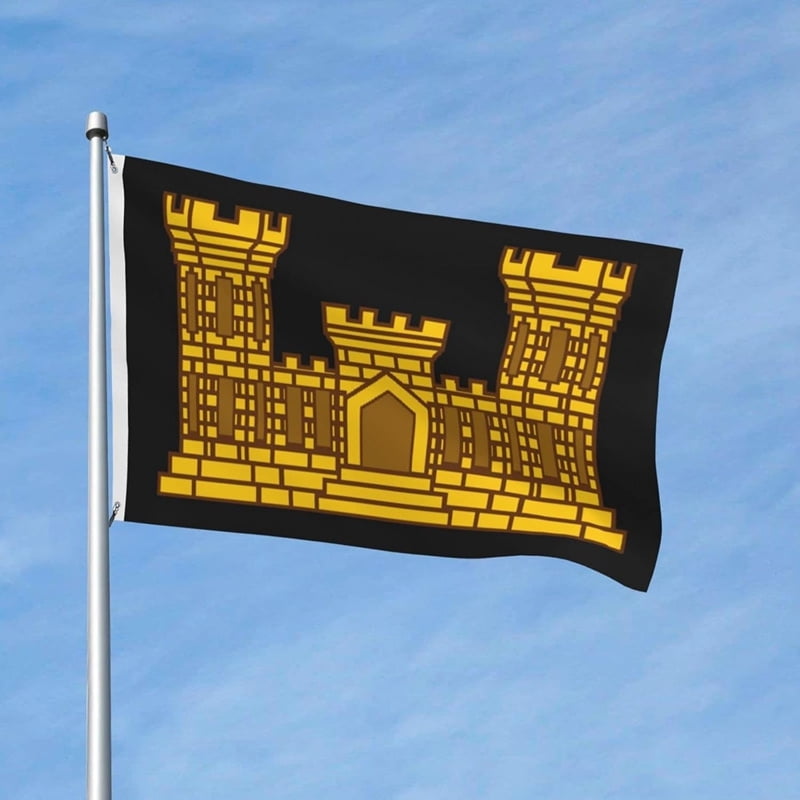 3X5 Feet Multi-Purpose Polyester US Army Engineering Corps Logo Flag on ...