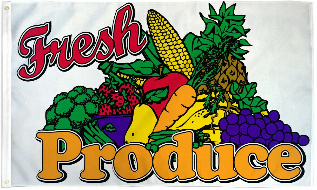 3X5 Fresh Produce Flag 3X5 Fresh Produce Banner Sign Farmer'S Market ...