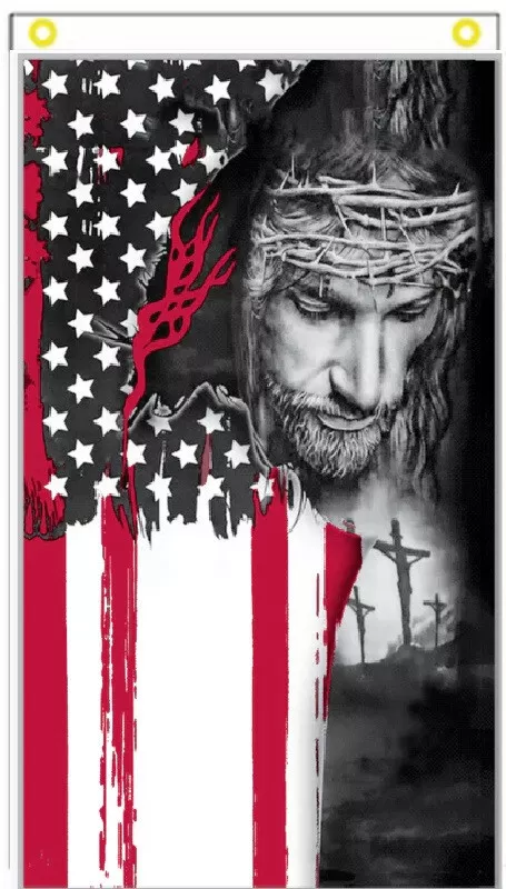 3X5 JESUS CHRIST FAITH OVER FEAR CHRISTIAN CROSS VERTICAL FLAG BANNER ...
