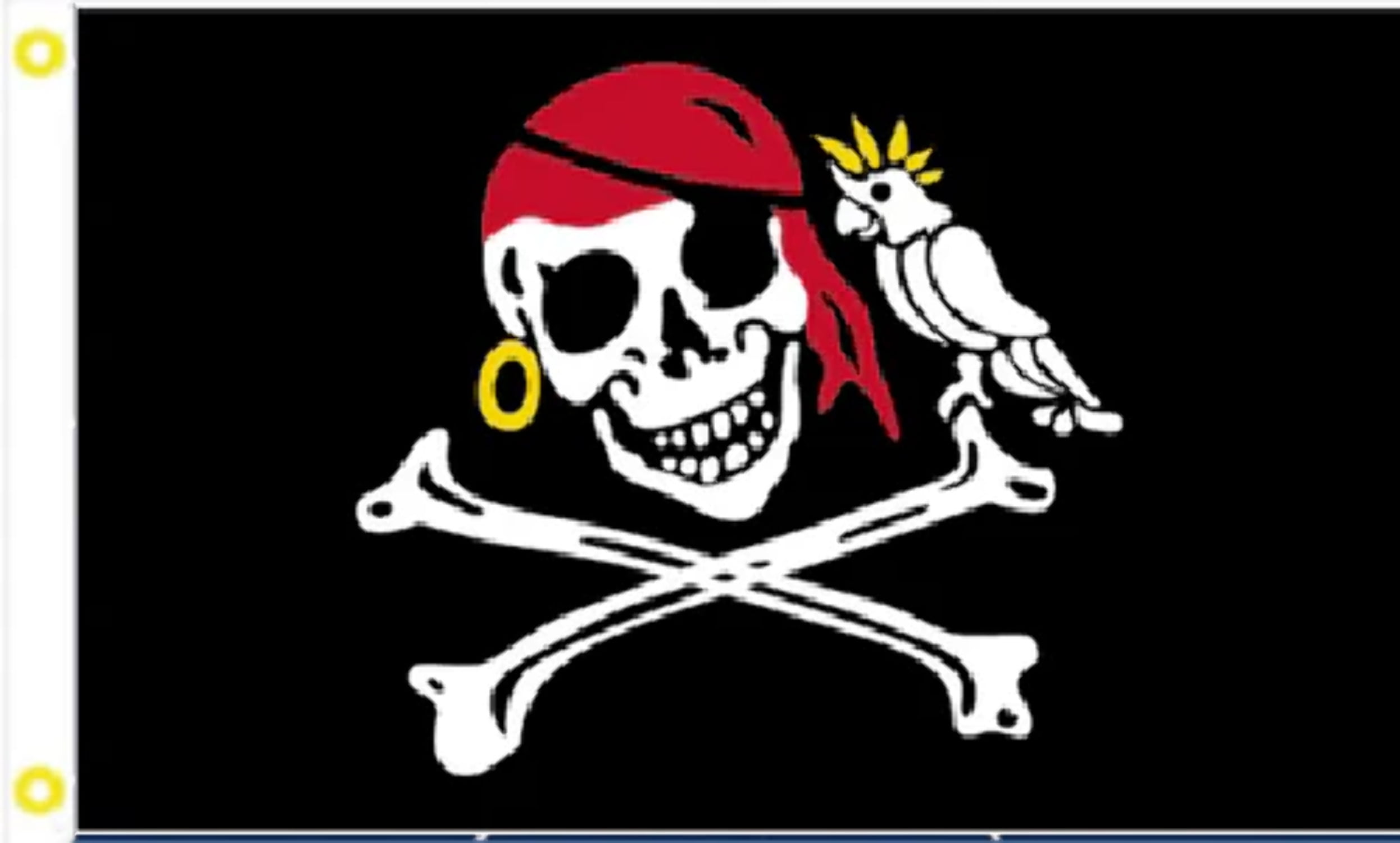 3X5 JOLLY ROGER PIRATE W/ PARROT BANDANA FLAG BANNER 100D W/ GROMMETS ...