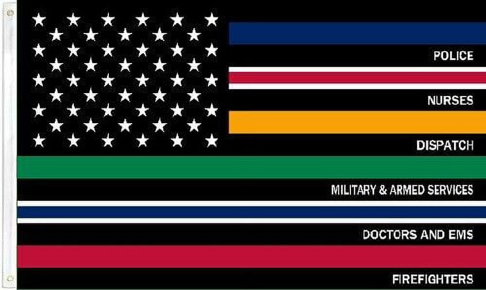 3X5 Multi Thin First Responders Flag: Police, Fire, EMS, Doctors ...