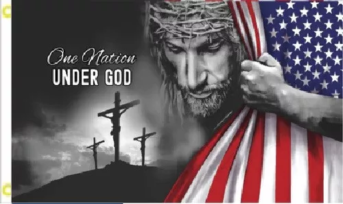 3X5 ONE NATION UNDER GOD JES CHRIST CROSS A REVEAL FLAG BANNER 100D ...