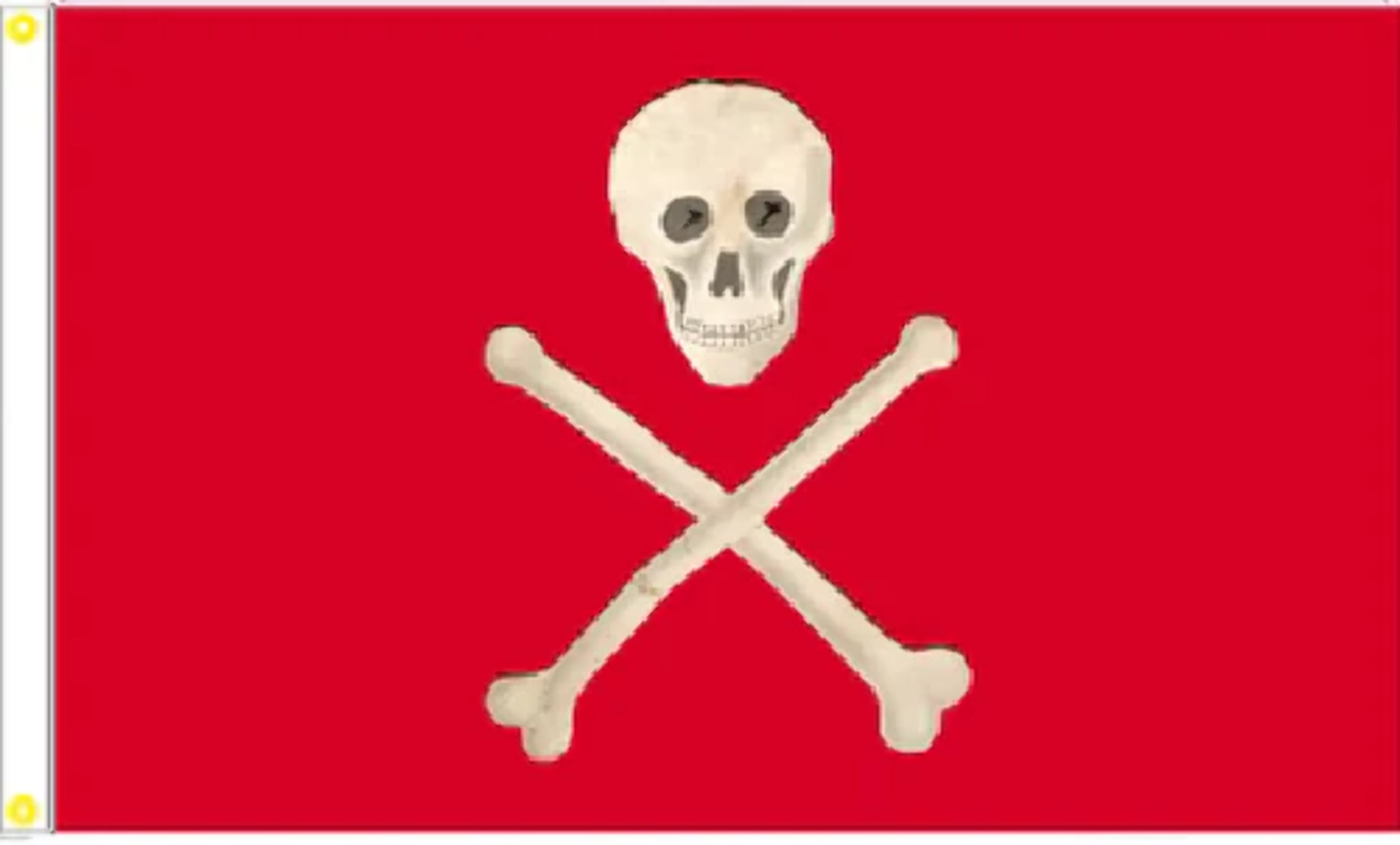 3X5 PIRATE SKULL AND BONES ANCIENT VINTAGE PIRATE RED FLAG BANNER 100D ...
