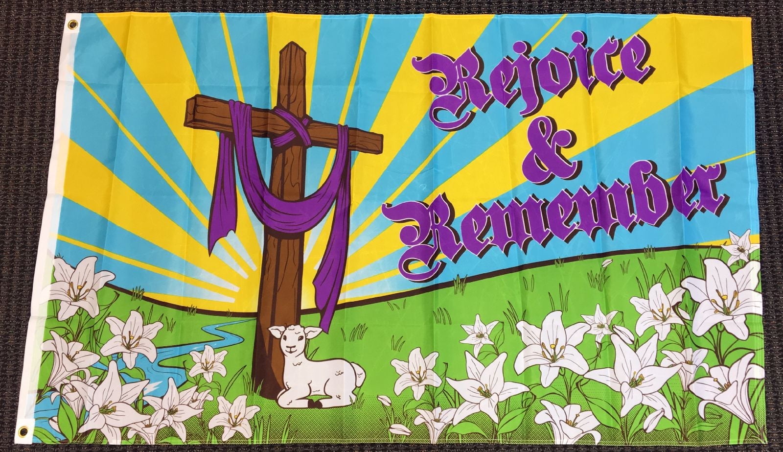 3X5 Rejoice and Remember Easter Cross Religious Flag Garden Outdoor ...