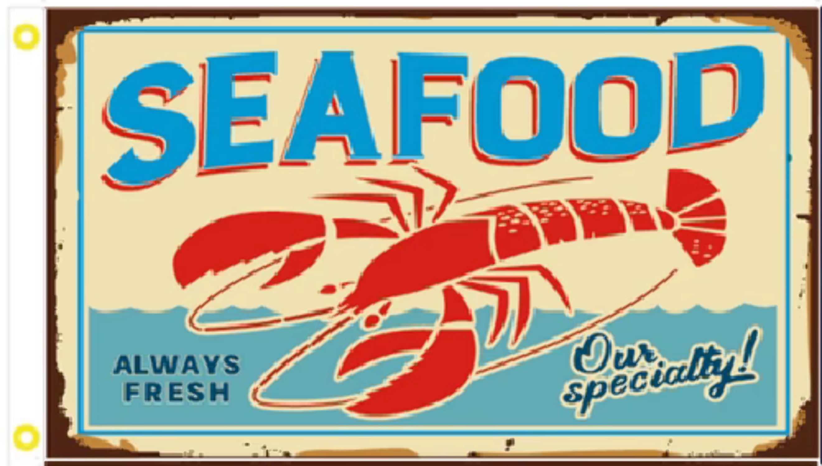 3X5 SEAFOOD ALWAYS FRESH OUR SPECIALTY LOBSTER FLAG BANNER 100D W ...