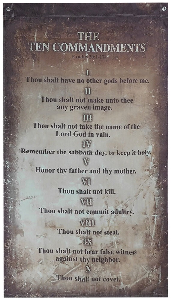 3X5 Ten Commandments Distressed 100D Woven Poly Nylon 5X3 Flag Sleeve ...