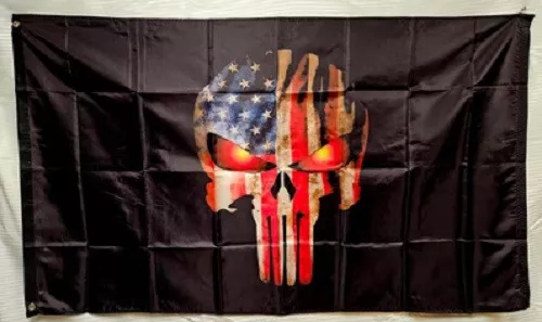 3X5 USA DEMON SKULL TACTICAL PUNISHER RED EYES FLAG 100D W/ GROMMETS ...