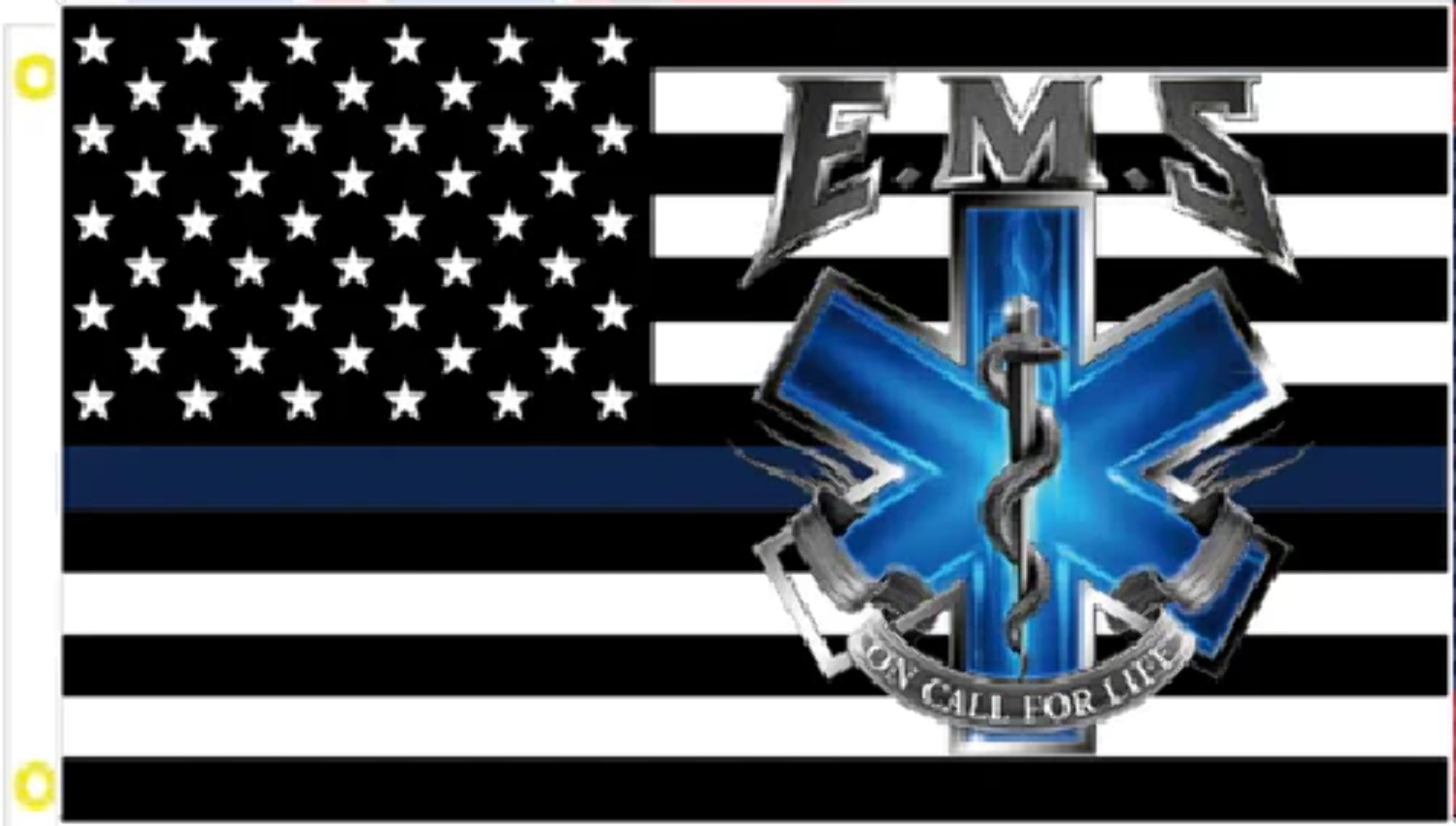 3X5 USA THIN BLUE LINE EMS EMT SHIELD ONE CALL FOR LIFE FLAG BANNER 100D - Walmart.com