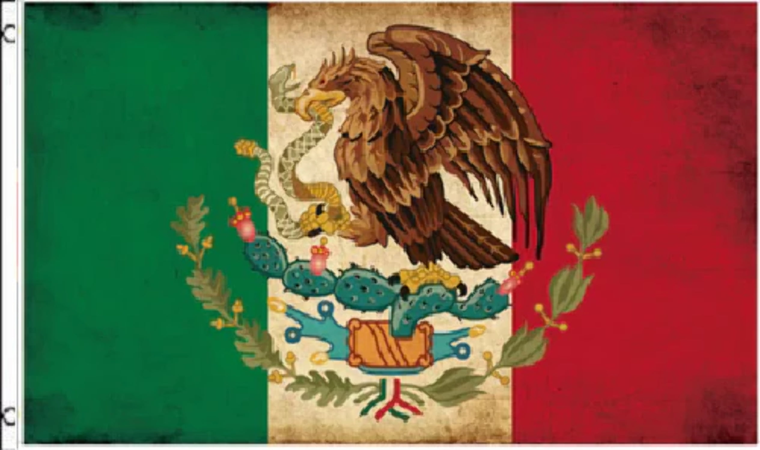 3X5 VINTAGE MEXICO MEXICAN HERITAGE FLAG BANNER EAGLE CREST TEA STAINED FLAG - Walmart.com