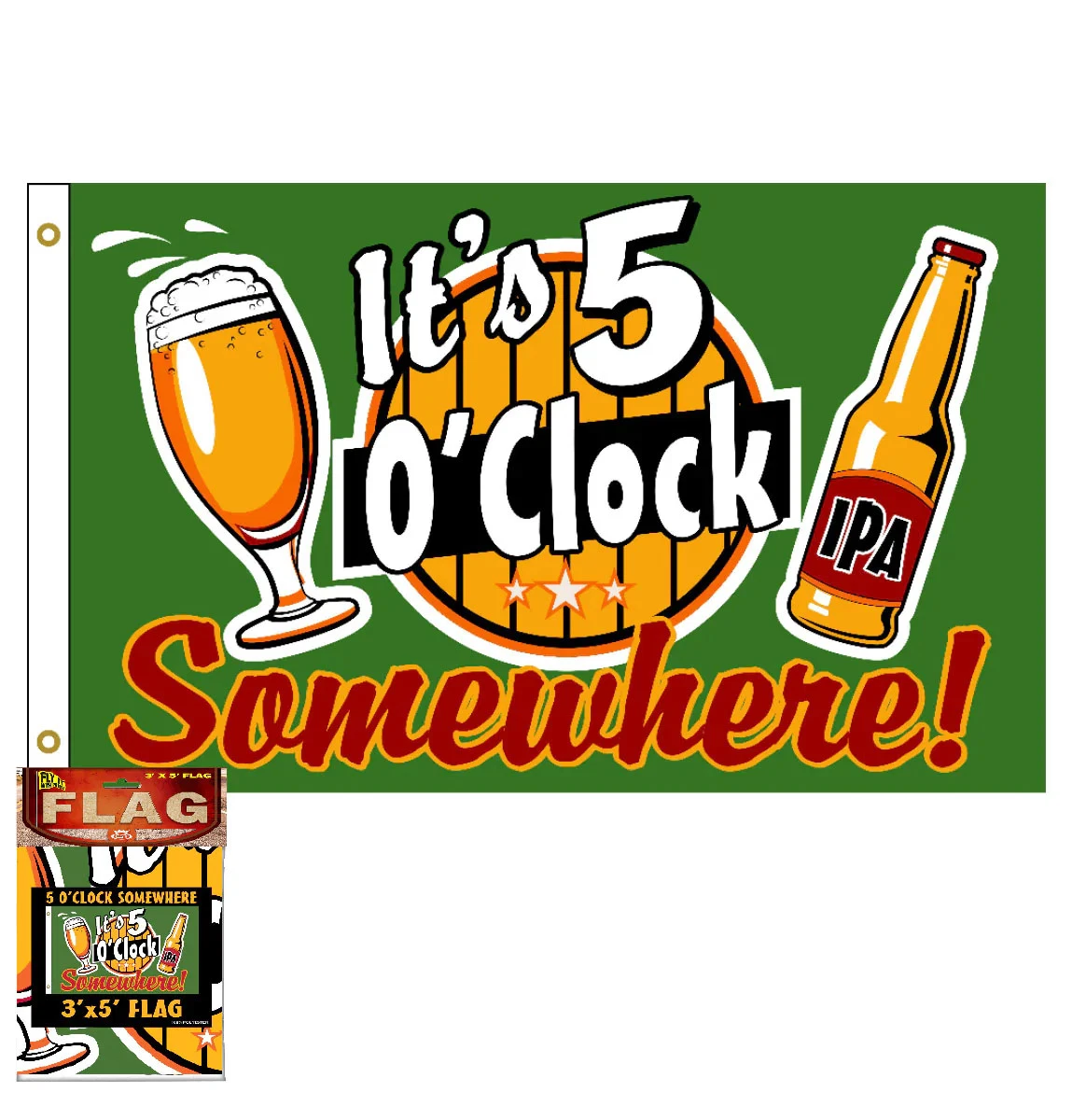 3X5Ft Flag 5 O'Clock Somewhere Beer Party Bar Decor Man Cave - Walmart.com