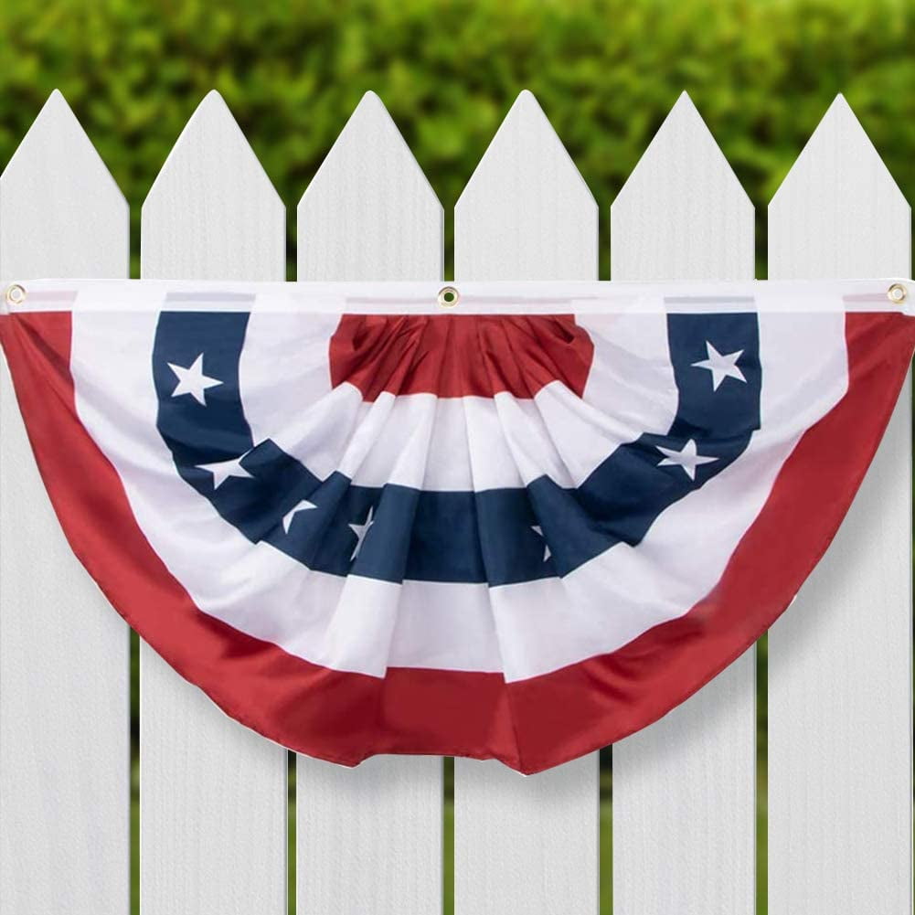 3X6 Feet American Flag Bunting - USA Pleated Fan Flag for Outdoor 4th ...